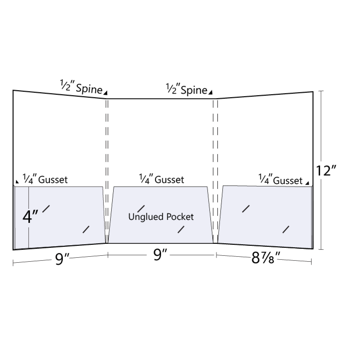 9x12 Spine 1/2 + Gusset 1/4 Tri-Panel Pocket Folder